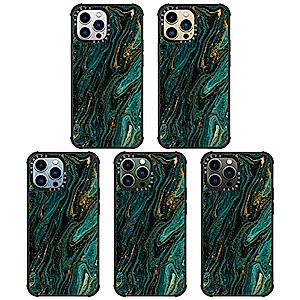 MOSNOVO Case for iPhone 13 Pro Max, [Compatible with Magsafe] [Buffertech 6.6ft Military-Grade Drop Protection] [Anti Peel Off Tech] Clear Phone Case Design - Jade Marble (Real Glitter)