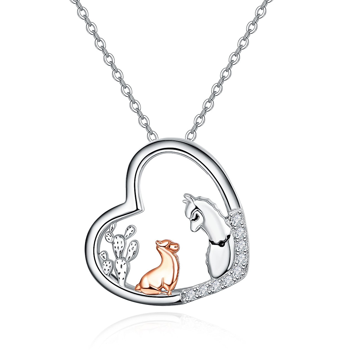 TANGPOET Llama Gifts Sterling Silver Alpaca Llama Necklace Mother Daughter Llama Pendant Jewelry for Women