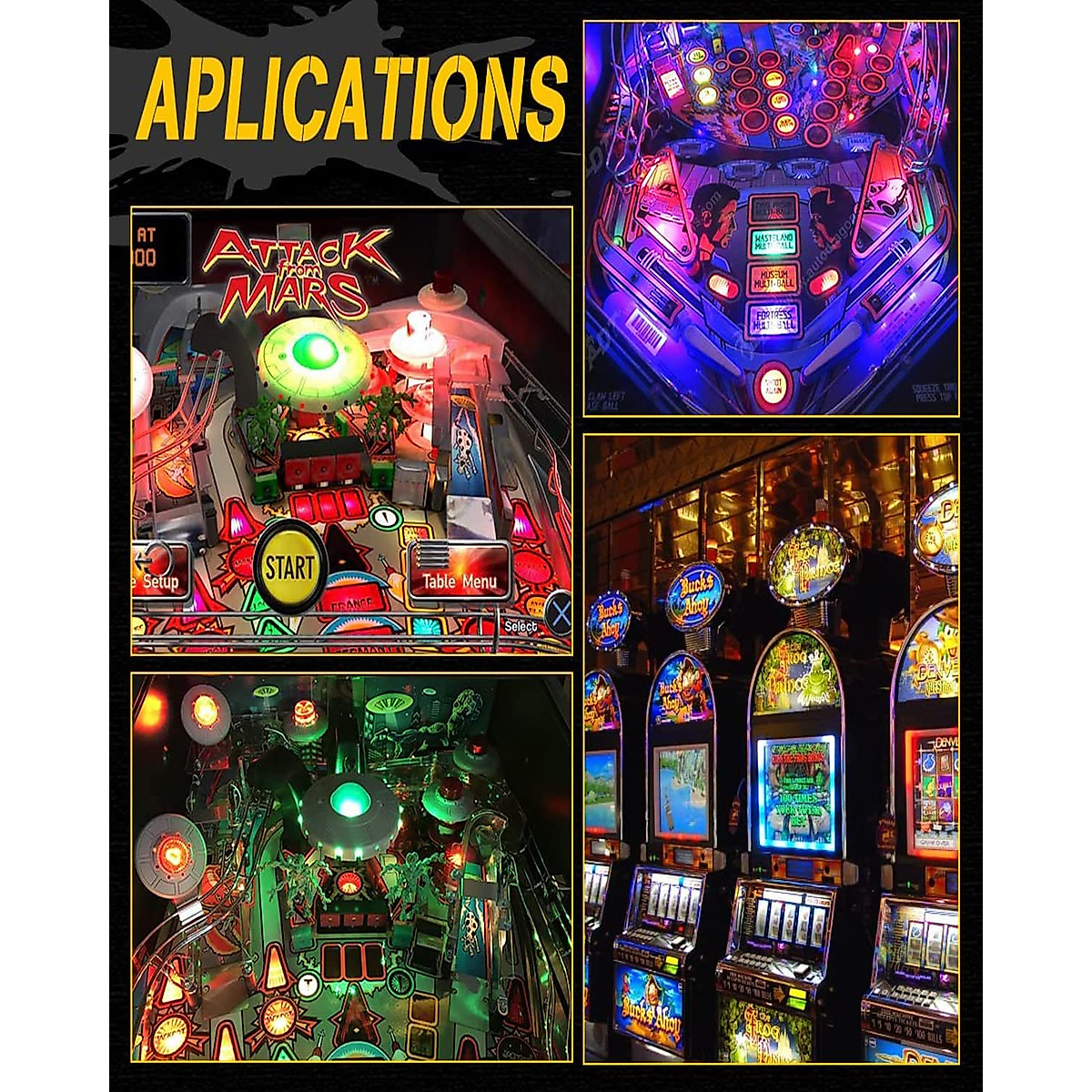 Qasim GE44 47 755 756 1893 1847 BA9S Led Bulb Pinball Machine Light Coin Display Game Bulb T11 BA9S Bayonet Led Bulb AC/DC 6V 6.3V Non-Polarity (Pack of 20 White)