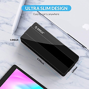 Powered 7-Port USB 3.0 Hub, ORICO USB Data Hub with 12V Power Adapter, Multi USB 3.0 Splitter with 3.3 Ft Long USB Cable for PC, Laptop, Keyboard, Mouse, HDDs and More-Black