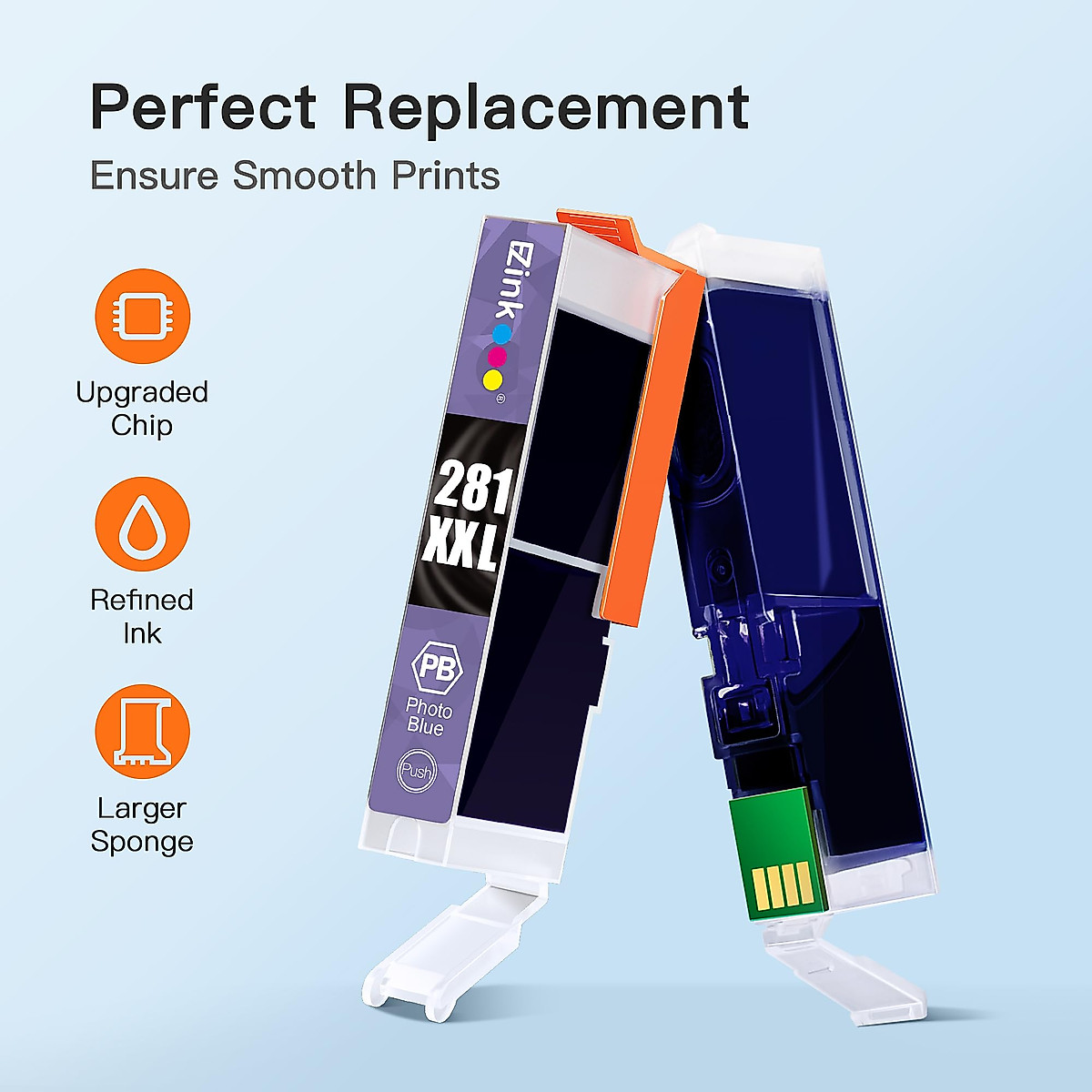 E-Z Ink (TM) Compatible Ink Cartridge Replacement for Canon CLI-281XXL CLI 281 XXL to use with PIXMA TS8320 TS8220 TS8120 TS9120（Photo Blue，3 Pack）