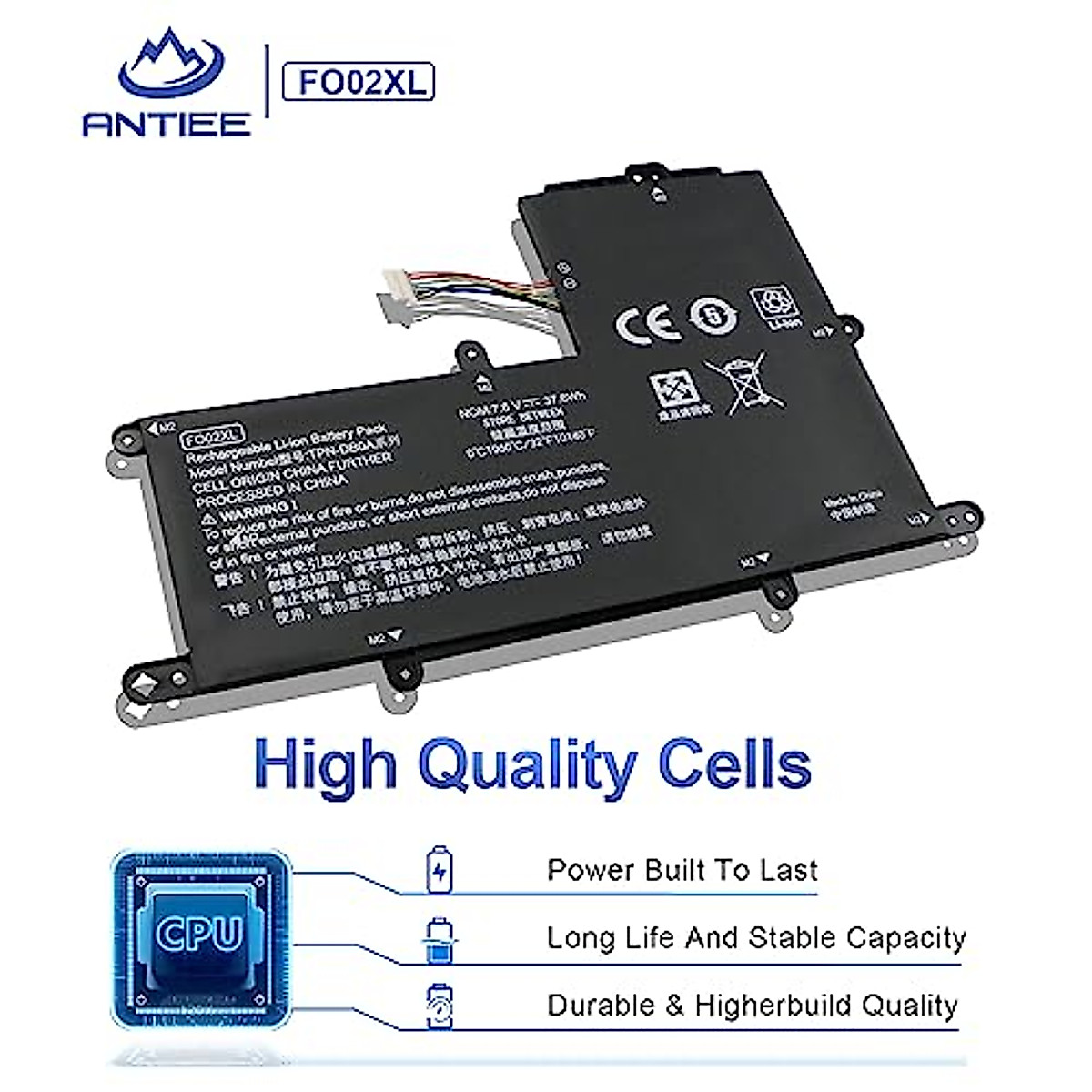 ANTIEE FO02XL L97355-005 L97353-2D1 Laptop Battery for HP Chromebook 11A 11A-NA 11A-NA0001NI 11A-NA0002NI 11A-NA0002MU 11A-NA0010NR 11A-NA0030NR 11A-NA0500SA 11A-NA0800NO 11A-NA0200ND TPN-DB0A 37.6Wh