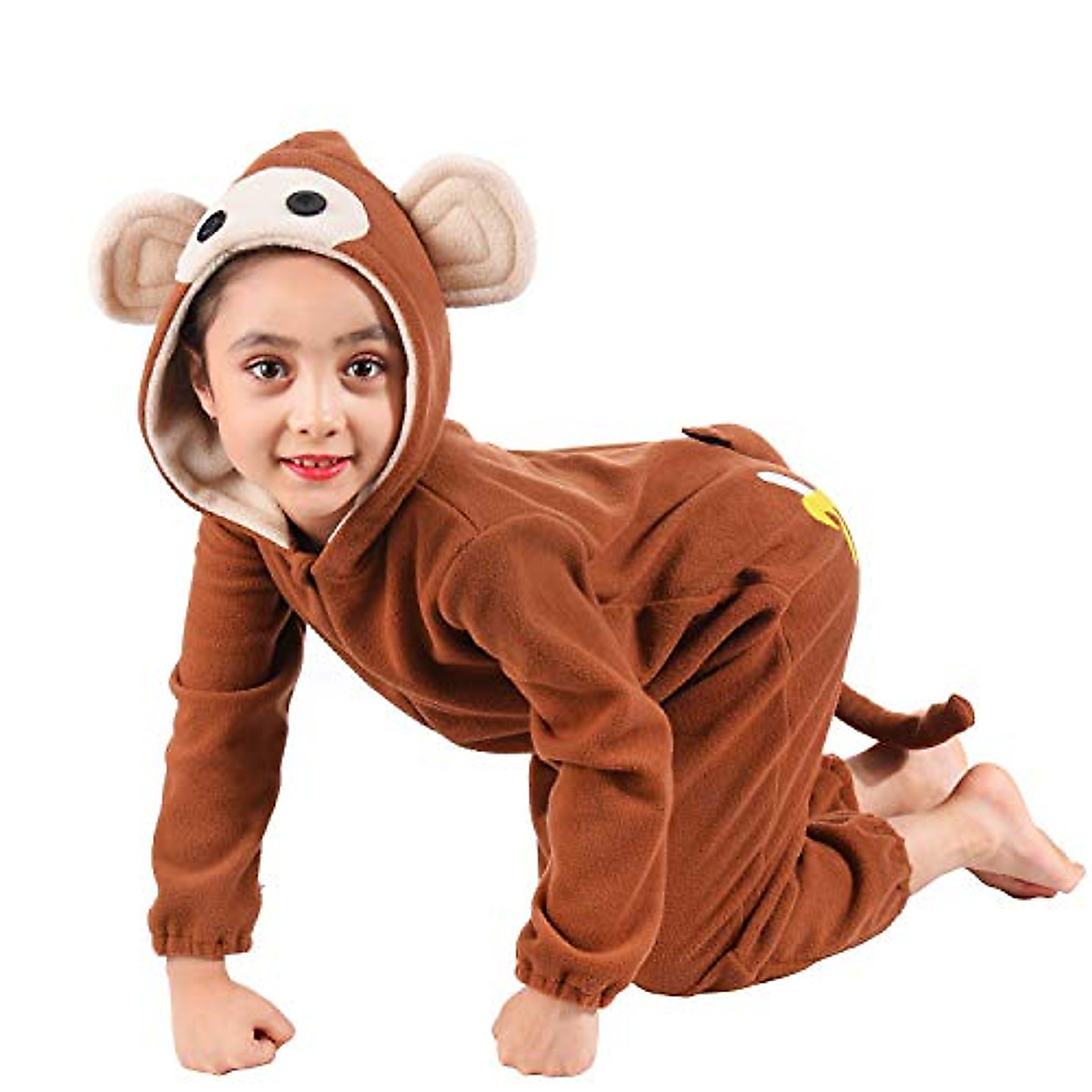 Kids Monkey Onesie Costume Boys Girls Animal Monkey Onesies Christmas Suit for Child Toddler with Banana Accessories