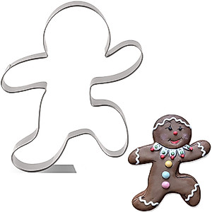 LILIAO Christmas Running Gingerbread Man Cookie Cutter - 3.6 x 4.2 inches - Stainless Steel