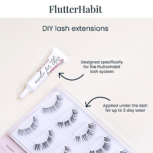 FlutterHabit The Sweetheart Curly Lashes, DIY lash Extensions, Fluffy Lash Clusters for Women, Salon Quality At Home Eyelashes Extension Kit, Natural False Lashes, 6 Lash Sets, No Lash Glue Included