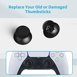 Joysticks Replacement for PS5 Controller, AOLION 3D Joystick Module Parts, 55 PCS Controller parts with 8 Potentiometer, 2 Joystick, Thumbstick, 10 Protective Ring and More black