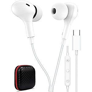 USB C Headphone for S23 S22 S21 S20 A53 A54 Wired Earbuds Magnetic in-Ear Type C Earphone with Microphone Volume Control Bass Stereo Noise Canceling Galaxy Flip 5 Fold 4 Pixel 6 6a 7a OnePlus