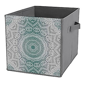 Mandela Pattern Foldable Storage Bins Printd Fabric Cube Baskets Boxes with Handles for Clothes Toys, 11x11x11