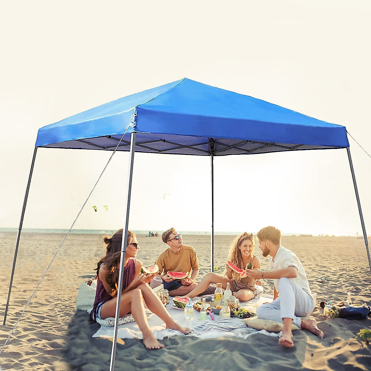 PHI VILLA Instant Shelter Canopy,Angled Leg 12' x 12' UV Block Sun Shade Canopy Gazebo for Patio Outdoor, Lightweight, Blue
