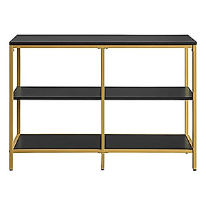 OSP Home Furnishings Modern Life Contemporary Double 3 Shelf Bookcase and Credenza, Black