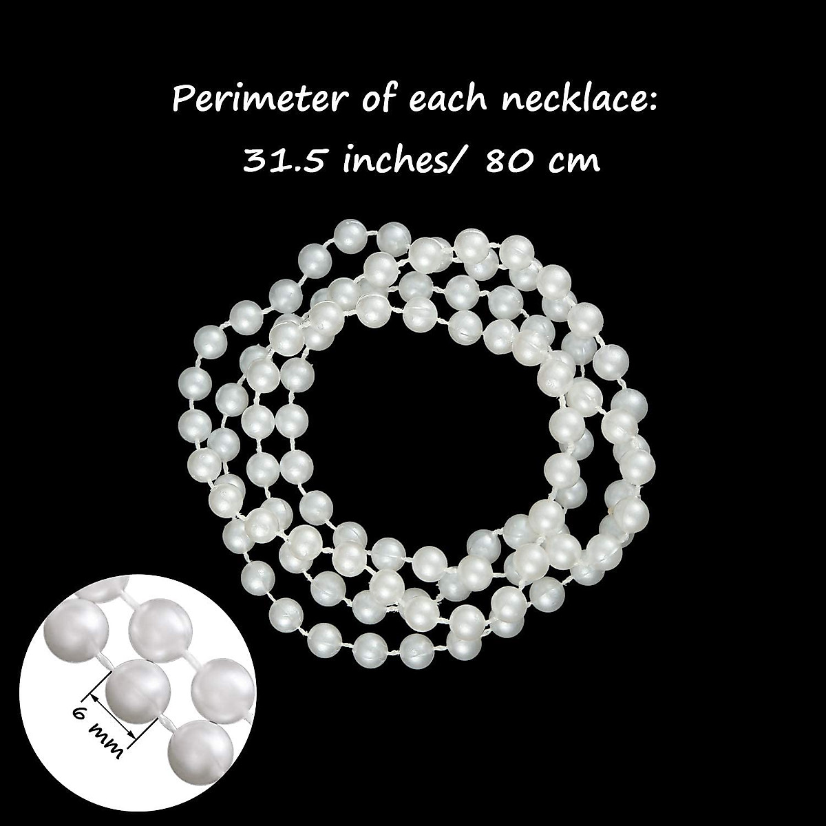 Hicarer 24 Pcs Fake Pearl Necklaces Bulk White Faux Bead Necklace Mardi Gras Beads Necklace for Wedding Bridal Birthday Party Decorations