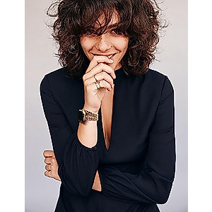 JR.DM Gold Watch Bands for Women Compatible with Apple Watch Band 38mm 40mm 41mm 42mm (S10) Adjustment Metal Band Cowboy Steel Chain Bracelet for iWatch Series 9/8/7/6/5/4/3/2/1/SE/Ultra (No Case)