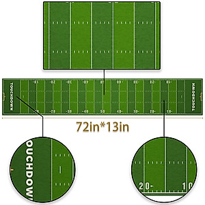 Pudodo Football Field Table Runner Touchdown Game Day Tablecloth Football Theme Birthday Party Kitchen Dining Home Decoration (13" x 72")