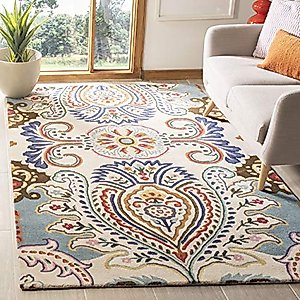 SAFAVIEH Bella Collection 10' x 14' Ivory/Blue BEL118A Handmade Boho Premium Wool Area Rug