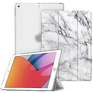 Fintie Case for iPad 10.2 Inch 9th Generation (2021) / 8th Generation (2020) / 7th Gen (2019)- Lightweight SlimShell Stand Cover with Translucent Hard Back Protector, Auto Sleep/Wake, Marble White