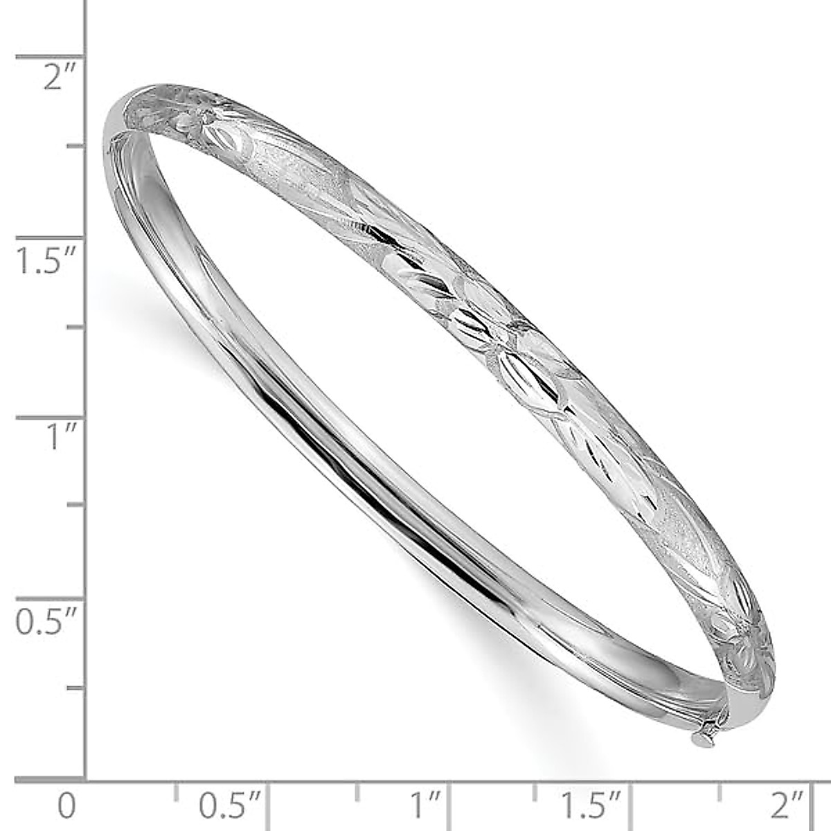 IceCarats 14K 4.75mm White Gold Florentine Hinged Bangle Bracelet
