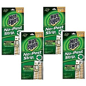 Hot Shot HG-5580 No Pest Strip Unscented Hanging Vapor Insect Repellent; Kills Both Flying and Crawling Pests; Perfect Protection for Garages, Attics, Basements, Campers; (Pack of 4)