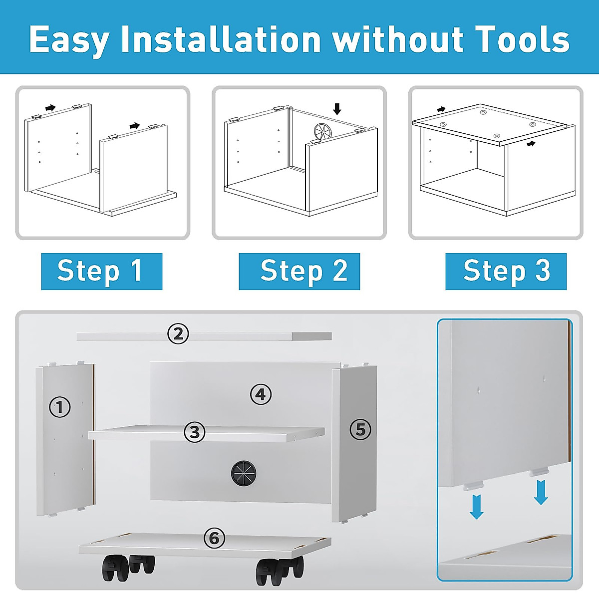 HANYEE Printer Stand with Storage - Wood Under Desk Printer Table with Wheels 15.7x11.8x14 Inch, 2 Tier Small Retro Brown Multifunctional Desktop Manager for Fax Machine, Scanner, Files(Rustic Brown)