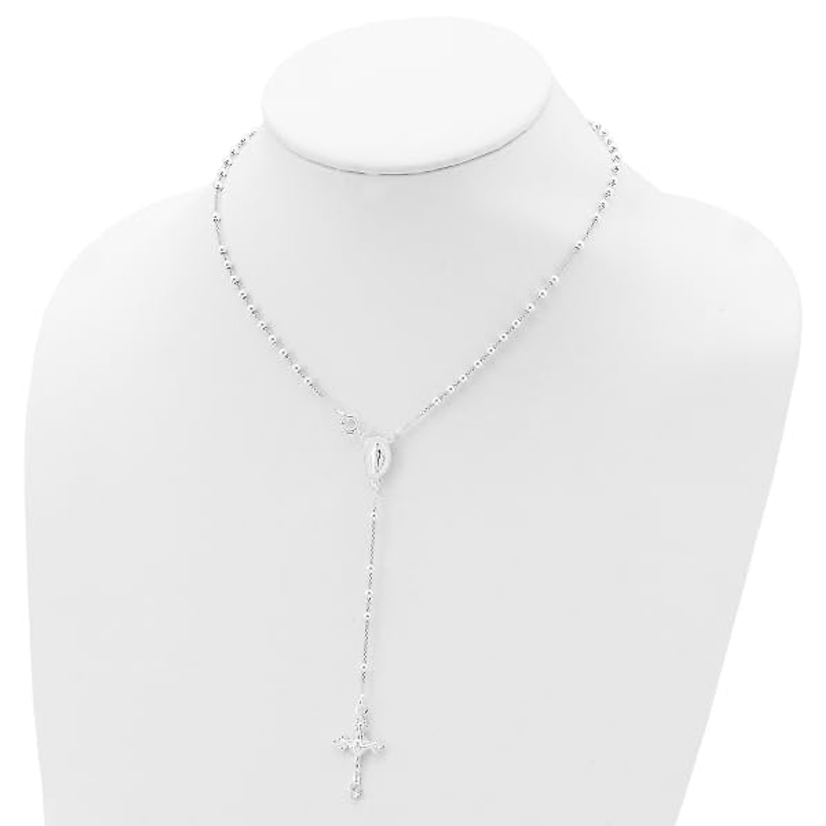 IceCarats 925 Sterling Silver Bead Rosary Necklace 16 inch Chain