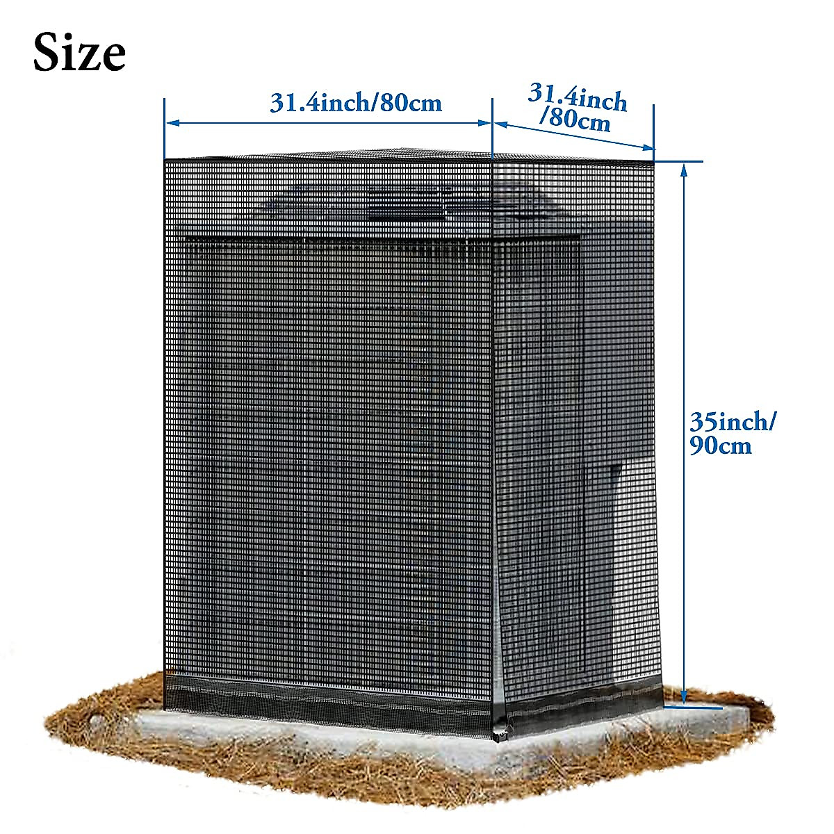 CoastaCloud Air Conditioner Covers for Outside Units, Full Mesh Central Air Conditioner Cover, All Seasons AC Leaf Guard Cover for Outdoor, 31.5" x 31.5" x 35.4" / 80 x 80 x 90cm, Black