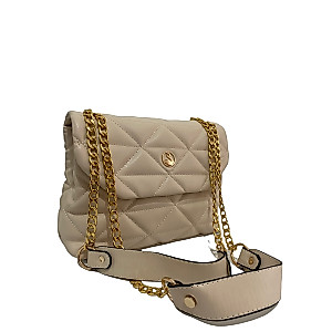 SANMORRİS Crossbody Bag for Women, Medium Shoulder Bag Vegan Purses and Handbags with Faux Leather and Chain.(Cream color)