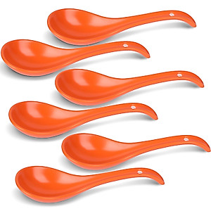 LOVEINUSA Soup Spoons, Ceramic Asian Soup Spoons 6.8 Inch Large Japanese Soup Spoons for Ramen Miso Dumpling Pho Wonton, Set of 6