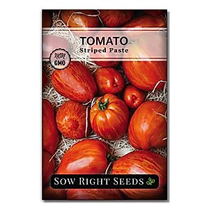 Sow Right Seeds - Striped Paste Tomato Seed for Planting  - Non-GMO Heirloom Packet with Instructions to Plant a Home Vegetable Garden