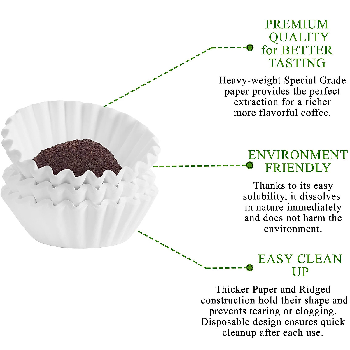 Coffee Filters 8-12 Cup, Basket Coffee Filter, Paper Coffee Filters (300/Pack)