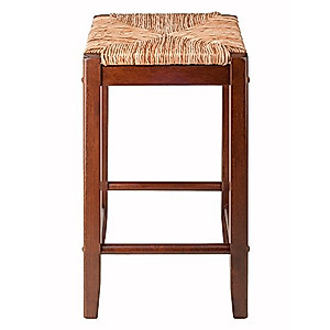 Winsome 2 Piece Bar Stools Rush Seat Kaden Set, Walnut