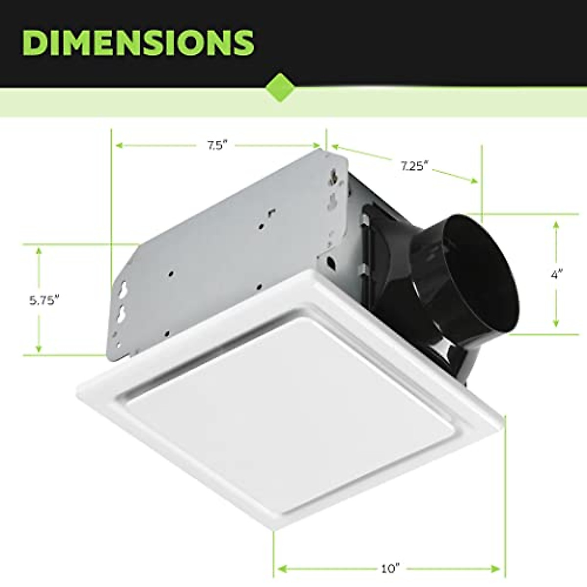 Homewerks 7140-80 Bathroom Fan Ceiling Mount Exhaust Ventilation, 1.5 Sones, 80 CFM, White