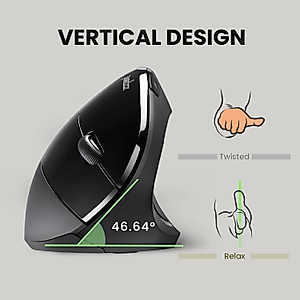 Perixx PERIMICE-713 Wireless Ergonomic Vertical Mouse - 800/1200/1600 DPI - Right Handed - Recommended with RSI User