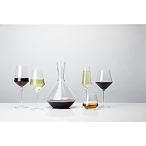 Viski Raye Angled Crystal Bordeaux Wine Glasses Set of 2 - Premium Crystal Clear Glass, Modern Stemmed, Flat Bottom Red Wine Gift Set - 16oz