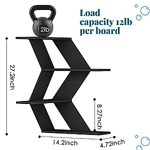 idee-home Corner Shelf Wall Mount, Rustic Hanging Floating Corner Shelf 4 Tier for Corner Wall Shelves Decor, Wood Mounted Decorativa Wall Storage Shelves for Bedroom, Bathroom, Black