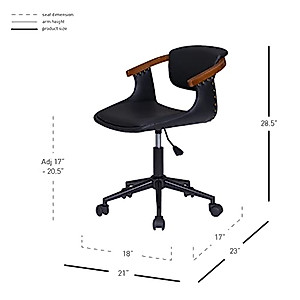 npd furniture and more Darwin PU Bamboo Office Chair, Black/Walnut