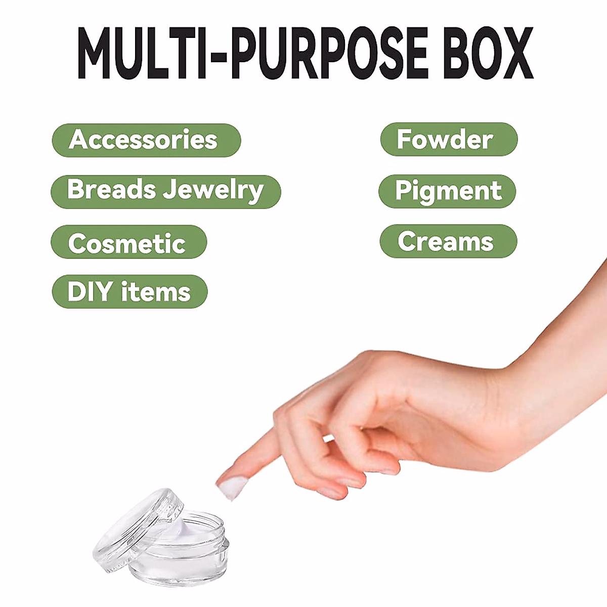 55Pcs 5 Grams Sample Containers with Lids and Labels, Small Little Mini Tiny Containers, Clear Acrylic Plastic Sample Jars for Cosmetic, Creams, Makeup, Nails, 5g/5ml Empty Round Sample Containers