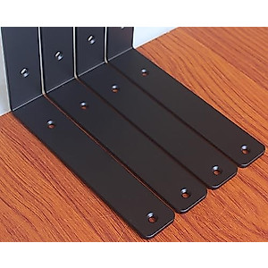 4 Pack - L 8" x H 6" x W 1.5", 5mm Thick Rustic Shelf Bracket, Iron Shelf Brackets, Metal Shelf Bracket, Industrial Shelf Bracket, Modern Shelf Bracket, Decorative Shelving, Shelf Supports with Screws