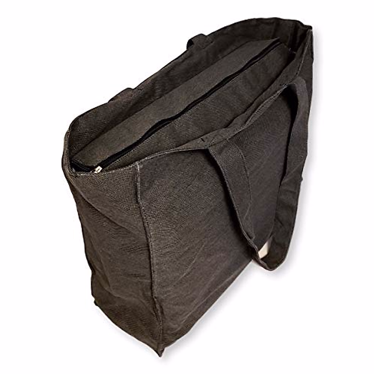 Extra Large Travel Day Tote Bag Heavy Duty Cotton Twill Zip Top (Charcoal Gray)