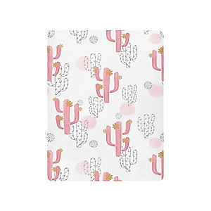 KICPOAY Fitted Crib Sheets Pink Cactus Stretchy Portable Playard Sheets for Baby Toddler, Breathable Soft Mini Crib Mattress 52 x 28 in for Boys and Girls