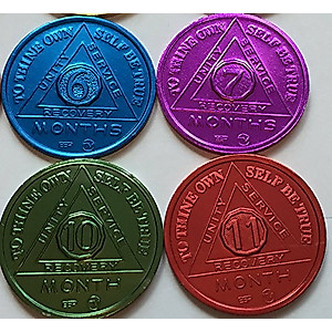 SET of 12 Recovery AA Medallion / Coins BSP 24hr-11mo Commemorative