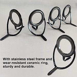 THKFISH Fishing Rod Guides Fishing Rod Repair Kit Baitcasting/Spinning Rod Guides Ceramics Stainless Steel Carbon Guide Repair Black- Frame 75pcs