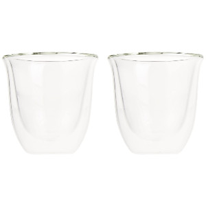 De'Longhi ECAM35020B Dinamica Automatic Coffee & Espresso Machine TrueBrew (Iced-Coffee), Black & DeLonghi Double Walled Thermo Espresso Glasses, Set of 2, Regular, Clear