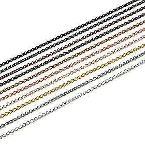 LANBEIDE 40 Packs 10 Colors Brass Necklace Chains 21 Inch Link Cable Chain Necklace with Lobster Clasps Bulk for Jewelry Making