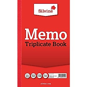 Silvine Triplicate Memo Book - Numbered 1-100 with Index Sheet (210 x 127mm) [Pack of 6]