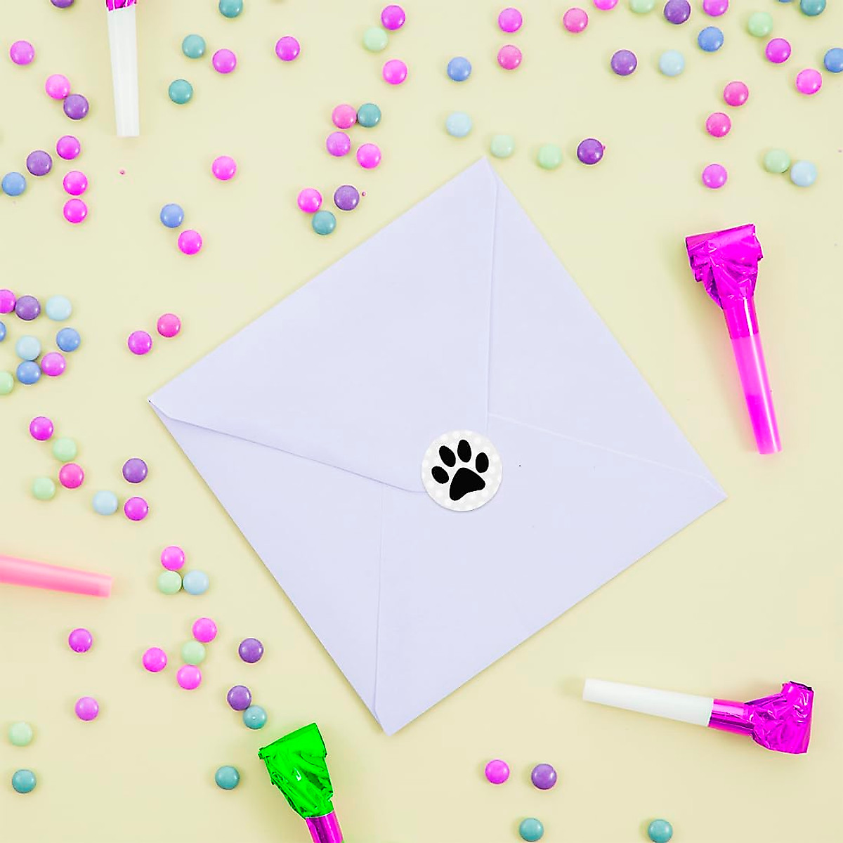 Andaz Press Chocolate Drop Labels Stickers, Birthday, Cat Dog Animal Paw Print, 216-Pack, for Kisses Party Favors, Gifts, Decorations