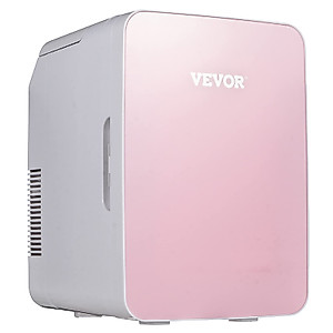 VEVOR Mini Fridge, 10 Liter Portable Cooler Warmer, Skincare Fridge Pink, Compact Refrigerator, Lightweight Beauty Fridge, for Bedroom Office Car Boat Dorm Skincare (110V/12V)