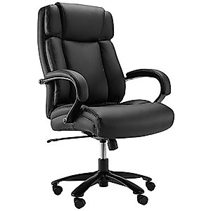 Amazon Basics Big & Tall Adjustable Executive Office Chair - 500-Pound Capacity, Black Faux Leather