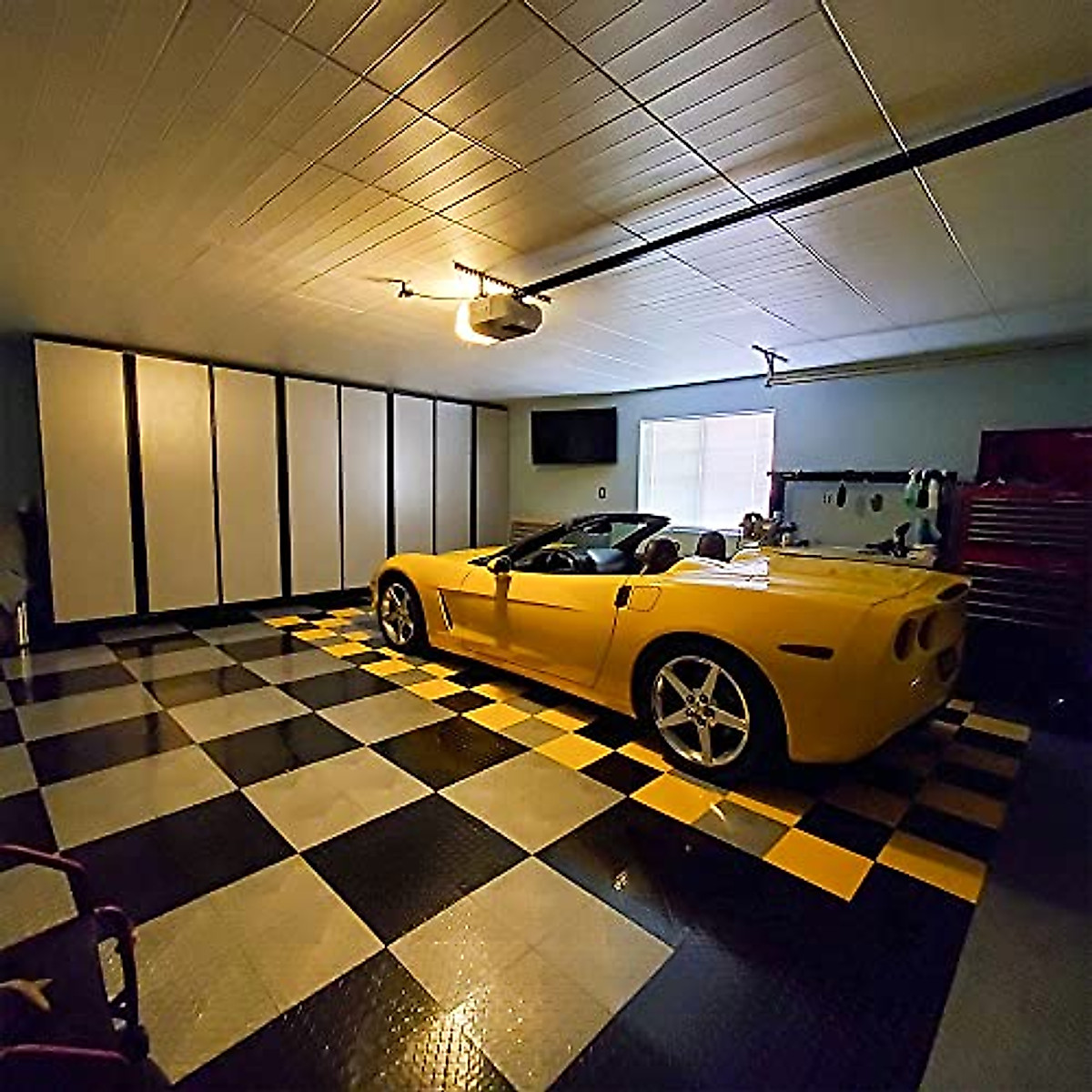 A La Maison Ceilings R104 Bead Board Foam Glue-up Ceiling Tile (256 sq. ft./Case), Pack of 96, Plain White