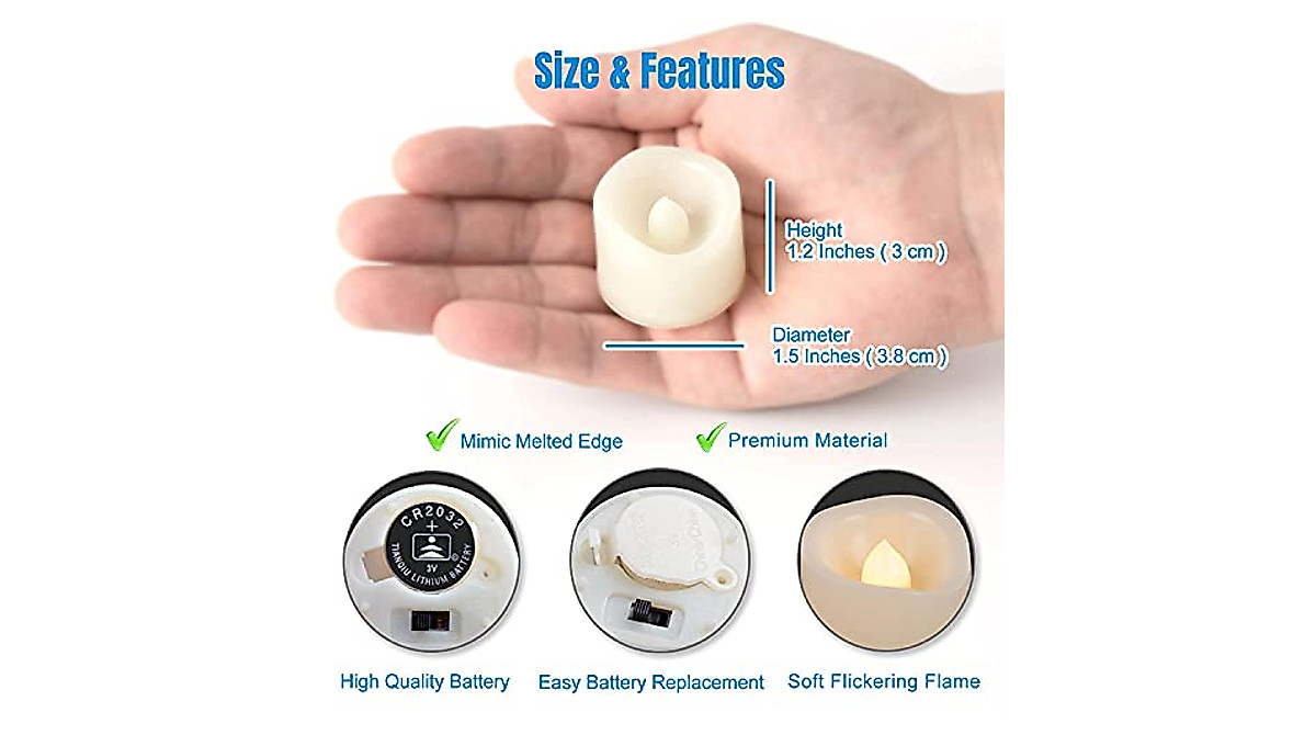 CANDLE IDEA 24 PCS LED Flameless Flickering Tea Lights for Home & Events
