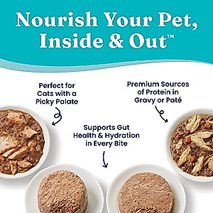 Solid Gold Wet Cat Food Variety Pack - Pate & Shreds in Gravy Recipes - Made with Real Chicken, Tuna & Mackerel for Sensitive Stomach & Immune Health - Canned, 12 Pack