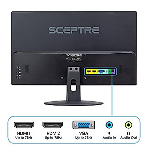 Sceptre 24" Professional Thin 75Hz 1080p LED Monitor 2x HDMI VGA Build-in Speakers, Machine Black (E248W-19203R Series)